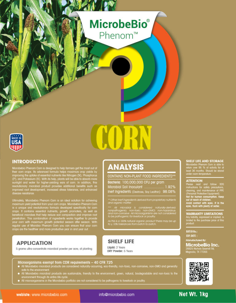 MICROBEBIO® Phenom Corn™ - Microbial fertilizer Organic Fertilizer USA