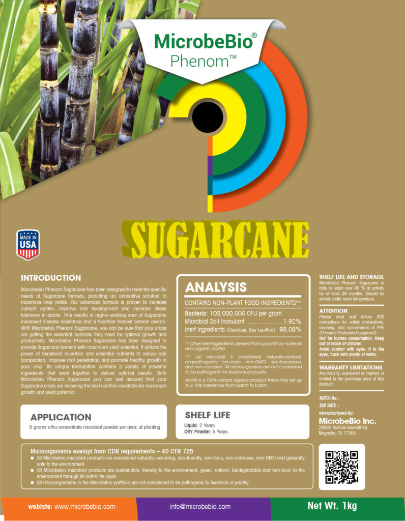 MICROBEBIO® Phenom Sugarcane™ - Microbial fertilizer Organic Fertilizer USA