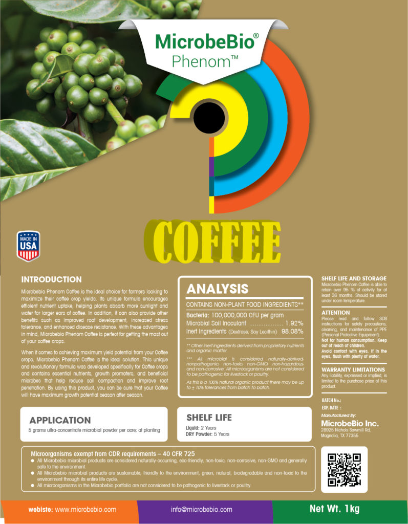 MICROBEBIO® Phenom Coffee™ - Microbial fertilizer Organic Fertilizer USA