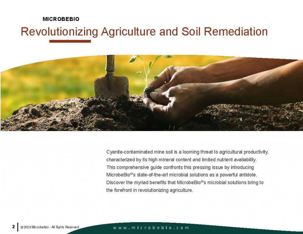 Using Microbebio solutions to remediate cyanite-contaminated mine soil ...