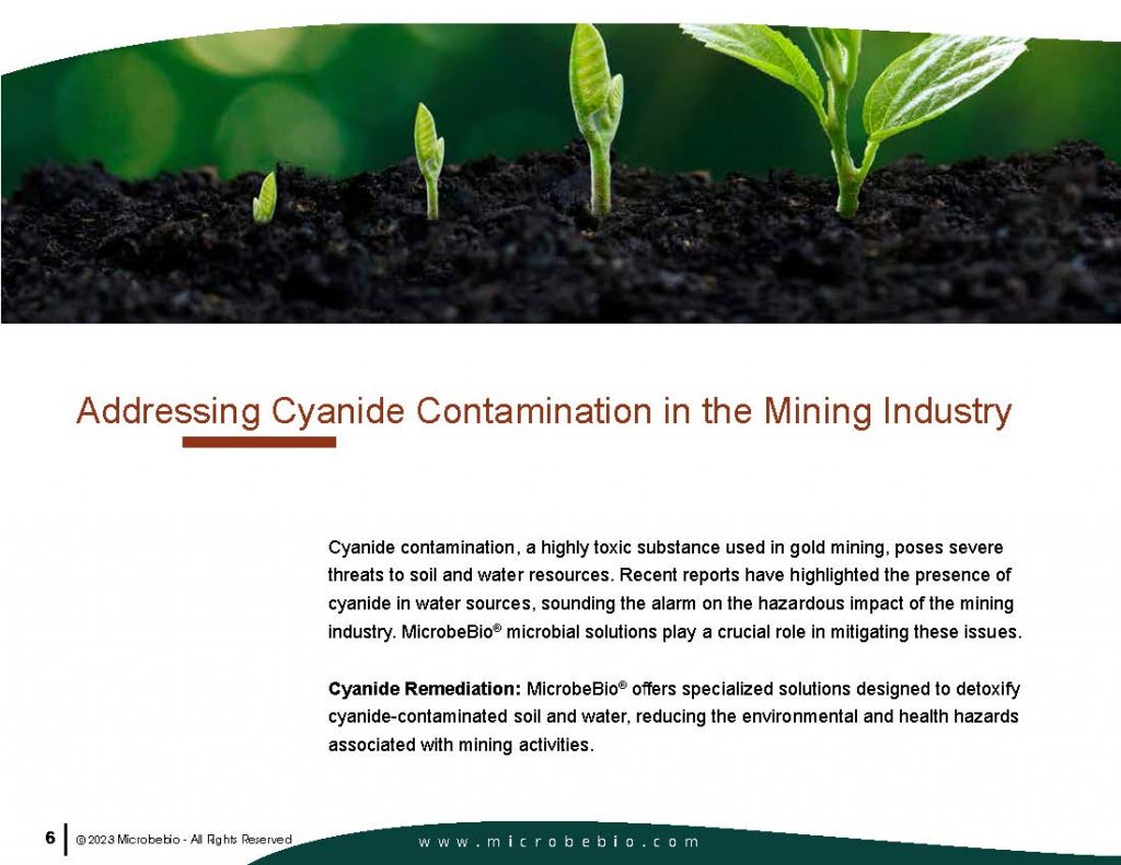 Using Microbebio solutions to remediate cyanite-contaminated mine soil ...